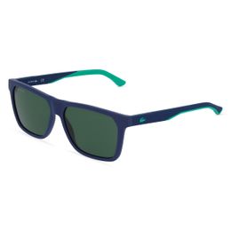 Lacoste L972S | Herren-Sonnenbrille | Fassung: Vollrand, Quadratisch, Kunststoff, Blau Matt | Glasfarbe: Gr&uuml;n