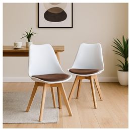 HTI-Living Esszimmerstuhl Samt 2er Set Atlanta Wei&szlig;/Braun