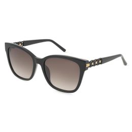 Escada SESE62 | Unisex-Sonnenbrille | Fassung: Vollrand, Quadratisch, Acetat, Schwarz Gl&auml;nzend | Glasfarbe: Grau Verlaufend
