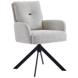 Novel Armlehnstuhl, Beige, Schwarz, Metall, Textil, Drehkreuz, 60.5x88x67 cm, Sitzfl&auml;che 360&deg; drehbar, automatische R&uuml;ckholfunktion, Stoffauswahl, Typenauswahl, Gestellauswahl, Esszimmer, St&uuml;hle, Esszimmerst&uuml;hle, Armlehnenst&uuml;hle