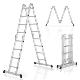 Juskys Aluminium Multifunktionsleiter 4,7m Tragf&auml;higkeit bis 150 kg