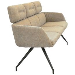 Dieter Knoll Collection Dieter Knoll Sitzbank, Schwarz, Graubraun, Metall, Textil, 3-Sitzer, 200x91x70 cm, Esszimmer, B&auml;nke, Sitzb&auml;nke