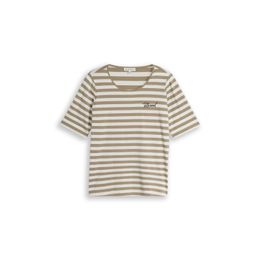 Tom Tailor Damen Plus Size - T-Shirt mit Stickerei, gr&uuml;n, Gestreift, Gr. 48