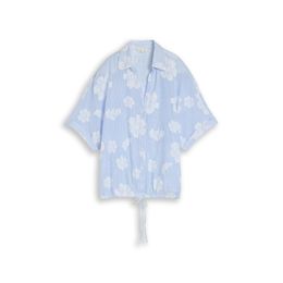 Tom Tailor Damen Oversize Bluse mit Blumenmuster, blau, Gebl&uuml;mt, Gr. 36