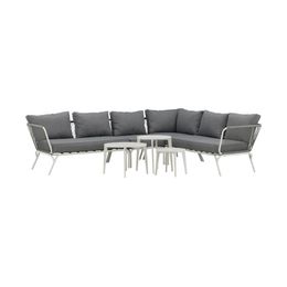 Dining-Loungeset Roxo ca. 283x221 cm Grau/Wei&szlig;