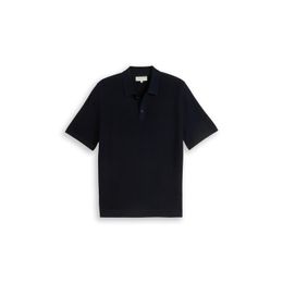 Tom Tailor Herren Strick-Poloshirt aus Baumwolle, blau, Uni, Gr. XXL