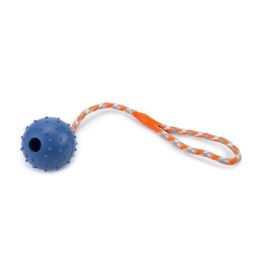 Beeztees Hundespielzeug Gummiball mit Kordel und Gl&ouml;ckchen blau &Oslash; 6 cm