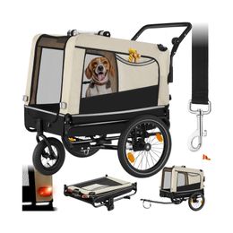 TecTake&reg; Hundeanh&auml;nger, 3in1 multifunktional, gefedert, Belastbarkeit 40 kg, 240 Liter, inklusive Reflektoren, Leine und Warnfahne