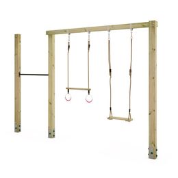 Holzschaukel Aero Star 11x11 cm Pfosten - Robuste Gartenschaukel mit Reckstange & Kletternetz f&uuml;r Kinder - Wetterfestes Spielger&auml;t - Wickey