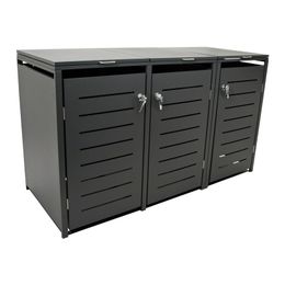 DEGAMO M&uuml;lltonnenbox 175x62x102cm f&uuml;r 3x Tonnen 120 Liter, Stahl anthrazit