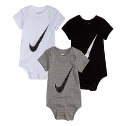 Body Nike Sportswear "NHN SWOOSH 3 PACK S/S", Jungen, Gr. 68/80 (6/12), N-Gr, wei&szlig;, Jersey, Obermaterial: 60% Baumwolle, 40% Polyester, Bodys Body, f&uuml;r aktive Babys, pflegeleicht, strapazierf&auml;hig
