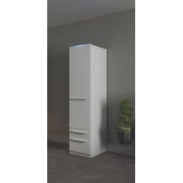 Kleiderschrank Priess "Schrank Garderobe W&auml;scheschrank Barcelona in 5 Breiten", wei&szlig;, B:48cm H:193cm T:54cm, Holzwerkstoff, Schr&auml;nke, Kleiderschrank, viel Stauraum, ger&auml;umige Schubk&auml;sten, mit Spiegel, MADE IN GERMANY