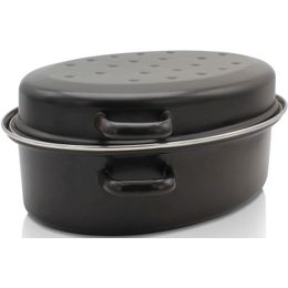 Kr&uuml;ger Br&auml;ter KR&Uuml;GER, schwarz, B:34cm H:13cm L:42cm, T&ouml;pfe, mit Chromrand, Induktion
