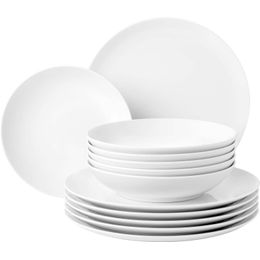 Tafelservice Seltmann Weiden "Geschirr-Set Liberty", wei&szlig;, 12 Stk., Porzellan, Geschirr-Sets, Tafelservice, Geschirr, Teller Set, wei&szlig;, Made in Germany, 12 Teile, f&uuml;r 6 Personen