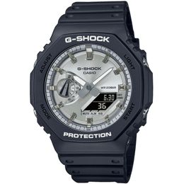 Chronograph Casio G-SHOCK, schwarz (schwarz, silberfarben), Armbanduhren, Herren, Chronograph, Quarzuhr,Armbanduhr,Herrenuhr,digital, bis 20 bar wasserd.Resinarmband
