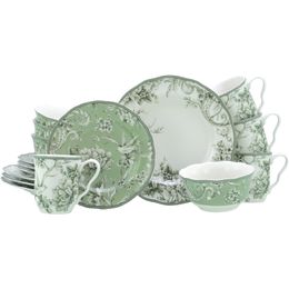 Kombiservice Creatable "Adelaide, Service 16-tlg.", gr&uuml;n, 16, Porzellan, Geschirr-Sets, Kombiservice, Nostalgischer Vintage Dekor, Elegante Form