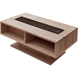 Couchtisch Wohnconcept "Donna Couchtisch, 115x43x65 (BxHxT)", braun (wildeiche bianco, wildeiche bianco, wildeiche bianco), B:115cm H:43cm T:65cm, Tische, Couchtisch, Massivholz, Absetzung Echtkork gerundet, 4 offene F&auml;cher