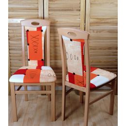 4-Fu&szlig;stuhl Home Affaire "Kasia", rot (buche, terra, rot), B:45cm H:95cm T:48cm, Baumwollstoff, St&uuml;hle