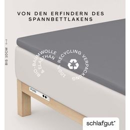 Spannbettlaken Schlafgut "PURE TOPPER Bio-Baumwolle mit Elasthan 170 g/m&sup2; f&uuml;r Topper bis 10 cm", grau (grau mid), 1 Stk., Jersey-Elasthan, 120-130x200-220 10cm, Jersey-Elasthan, Obermaterial: 95% Baumwolle, 5% Elasthan, Bettlaken, Spannbettlaken, PREMIUM Laken f&uuml;r Matratzen bis 10 cm H&ouml;he, dehnbar, blickdicht