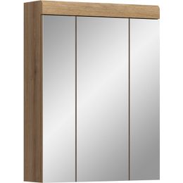 Spiegelschrank Welltime "SIENA, Breite 60cm, 3 Spiegelt&uuml;ren, 9 F&auml;cher, 6 Einlegeb&ouml;den", evoke oak nachbildung, spiegelglas, B:60cm H:79cm T:18cm, FSC-zertifizierter Holzwerkstoff, Glas, Schr&auml;nke, Spiegelschrank, in verschiedenen Farben erh&auml;ltlich, Badm&ouml;bel, Badschrank, Schrank, Bad