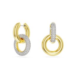 Paar Creolen Swarovski "DEXTERA INTERLINKED", gelb (gelbgoldfarben, metallfarben, kristallwei&szlig;, kristallwei&szlig;), Ohrringe, Damen, Metall, mit Swarovski Kristall - Einh&auml;nger abnehmbar