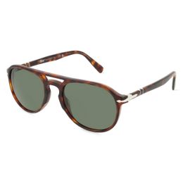 Persol 0PO3235S | Unisex-Sonnenbrille | Fassung: Vollrand, Pilot, Acetat, Havanna | Glasfarbe: Gr&uuml;n