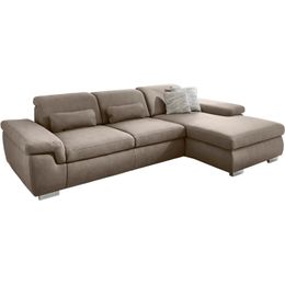 Ecksofa DIE PLANBAR "MP-IN17041 L-Form, Breite 325 cm", nougat, B:325cm H:85cm T:195cm, 100% Polyester, Sofas, Ecksofa, mit Sitztiefenverstellung, optional Kopfteilverstellung & Bettfunktion