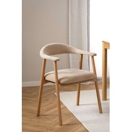 Esszimmerstuhl ACTONA GROUP "Addi, Stuhl, 2er-Set, gepolstert, Moderner Stil, Gestell aus Eiche", , eiche, eiche, creme, B:56cm H:75,5cm T:54cm, 100% Polyester, St&uuml;hle, Esszimmerstuhl, 2er-Set, gepolstert, Bezug in verschiedenen Farben erh&auml;ltlich