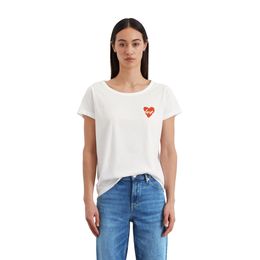 Marc O'Polo T-Shirt MARC O'POLO, Damen, Gr. S, wei&szlig;, Single Jersey, Obermaterial: 100% Baumwolle, bedruckt, Shirts T-Shirt