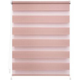 Doppelrollo LICHTBLICK ORIGINAL "Duo Rollo Klemmfix, ohne Bohren, verspannt", rosa (altrosa, wei&szlig;), B:70cm H:150cm, Polyester, Rollos, Einfache Klemm-Montage ohne Bohren. F&uuml;r Fenster & T&uuml;ren geeignet.