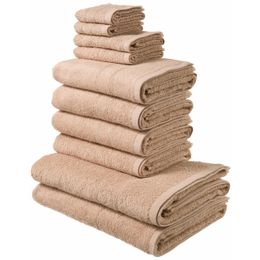 Handtuch Set OTTO HOME "Inga, Duscht&uuml;cher, Handt&uuml;cher, G&auml;stet&uuml;cher, Seift&uuml;cher", beige, Standard (420g/m&sup2;), Walkfrottier, Walkfrottier, Obermaterial: 100% Baumwolle, Handtuch-Sets, Handt&uuml;cher mit feiner Bord&uuml;re, 100% Baumwolle, einfarbig, weich