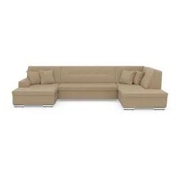 Wohnlandschaft DOMO collection "TREVISO inkl. Zierkissen, moderne Steppung, XXL: 364x201x83 cm", braun (coffee), B:364cm H:83cm T:201cm, 95% Polyester, 5% Polyamid, Sofas, Wohnlandschaft, wahlweise mit Bettfunktion, in vielen Bezugsarten auch in Cord U-Form