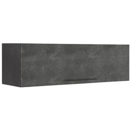 Klapph&auml;ngeschrank KOCHSTATION "KS-Tulsa", grau (betonfarben dunkel), B:110cm H:33cm T:34cm, Schr&auml;nke, 110 cm breit, mit 1 Klappe, schwarzer Metallgriff, MDF Front
