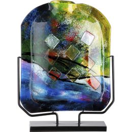 Dekovase CASABLANCA BY GILDE "Karree", bunt, B:36cm H:46cm T:10cm, Glas, Metall, Vasen, dekorative Vase aus Glas, Dekoobjekt