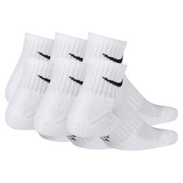 Sportsocken Nike "Y NK EVERYDY CUSH ANKL 6PR 108", M&auml;dchen, Gr. M (38/41), wei&szlig; (wei&szlig;, schwarz), Obermaterial: 75% Baumwolle, 20% Polyester, 4% Nylon, 1% Elasthan, Socken Sportsocken, Junior-Socken