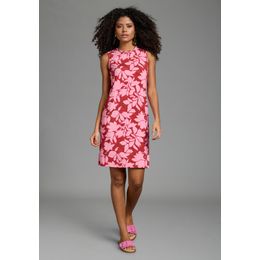 Sommerkleid Laura Scott, Damen, Gr. 44, N-Gr, rot, gebl&uuml;mt, Jersey, Obermaterial: 95% Viskose, 5% Elasthan, gebl&uuml;mt, figurbetont mini, Rundhals, Kleider Sommerkleid, mit gebl&uuml;mtem Design, aus Viskose und Elasthan, &auml;rmellos