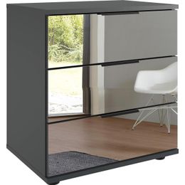 Nachtkommode wimex "Saigon", grau (graphit, spiegel), B:52cm H:58cm T:38cm, Holzwerkstoff, Sideboards, mit 3 Schubladen, wahlweise Glas-oder Spiegelfronten