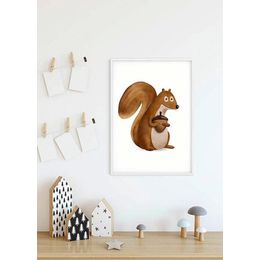 Bild Komar "Cute Animal Squirrel", bunt (farbe bild(er): bunt), B:30cm H:40cm, Holz, Papier, Bilder, Bild, Wandbild zur Dekoration - ohne Rahmen