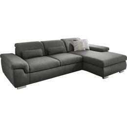 Ecksofa DIE PLANBAR "MP-IN17041 L-Form, Breite 325 cm", grau (anthrazit), B:325cm H:85cm T:195cm, 100% Polyester, Sofas, Ecksofa, mit Sitztiefenverstellung, optional Kopfteilverstellung & Bettfunktion