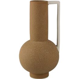 Dekovase OTTO HOME "Stryn, Vase in au&szlig;ergew&ouml;hnlicher Form, mit Henkel", beige (creme), B:10,5cm H:20cm T:11cm, Keramik, Vasen, Tischvase aus Keramik, H&ouml;he ca. 20 cm, Keramikvase