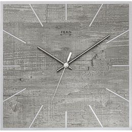 Wanduhr FILIUS zeitdesign "0305-4", silber (silberfarben, steingrau, holzstruktur), Wanduhren, B/H/L: 35,5cm x 35,5cm, Wanduhr, Made in Germany, Wohnzimmer, Esszimmer, K&uuml;che, Arbeitszimmer, Flur