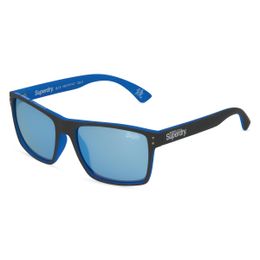 Superdry KOBE | Herren-Sonnenbrille | Fassung: Vollrand, Quadratisch, Kunststoff, Blau Grau | Glasfarbe: Grau