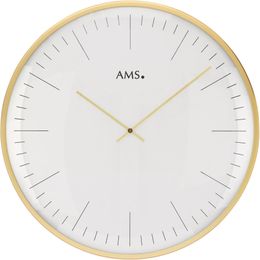 Wanduhr AMS "W9541", gold (goldfarben), Wanduhren, B/H/L: 5cm, Wanduhr, Quarzuhr,Wohnzimmer,Esszimmer,K&uuml;che,Arbeitszimmer,B&uuml;ro,Flur