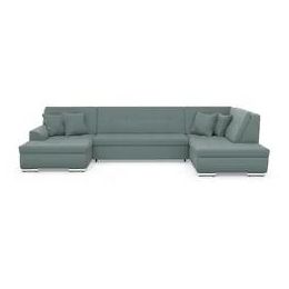 Wohnlandschaft DOMO collection "TREVISO inkl. Zierkissen, moderne Steppung, XXL: 364x201x83 cm", gr&uuml;n (mint), B:364cm H:83cm T:201cm, 100% Polyester, Sofas, Wohnlandschaft, wahlweise mit Bettfunktion, in vielen Bezugsarten auch in Cord U-Form