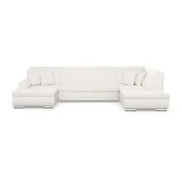 Wohnlandschaft DOMO collection "TREVISO inkl. Zierkissen, moderne Steppung, XXL: 364x201x83 cm", beige (creme), B:364cm H:83cm T:201cm, 95% Polyester, 5% Polyamid, Sofas, Wohnlandschaft, wahlweise mit Bettfunktion, in vielen Bezugsarten auch in Cord U-Form