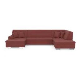 Wohnlandschaft DOMO collection "TREVISO inkl. Zierkissen, moderne Steppung, XXL: 364x201x83 cm", lila (beere), B:364cm H:83cm T:201cm, 95% Polyester, 5% Polyamid, Sofas, Wohnlandschaft, wahlweise mit Bettfunktion, in vielen Bezugsarten auch in Cord U-Form
