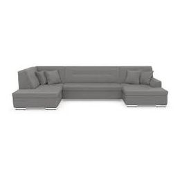 Wohnlandschaft DOMO collection "TREVISO inkl. Zierkissen, moderne Steppung, XXL: 364x201x83 cm", grau (dunkelgrau), B:364cm H:83cm T:201cm, 95% Polyester, 5% Polyamid, Sofas, Wohnlandschaft, wahlweise mit Bettfunktion, in vielen Bezugsarten auch in Cord U-Form