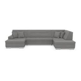 Wohnlandschaft DOMO collection "TREVISO inkl. Zierkissen, moderne Steppung, XXL: 364x201x83 cm", grau (dunkelgrau), B:364cm H:83cm T:201cm, 95% Polyester, 5% Polyamid, Sofas, Wohnlandschaft, wahlweise mit Bettfunktion, in vielen Bezugsarten auch in Cord U-Form
