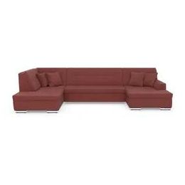 Wohnlandschaft DOMO collection "TREVISO inkl. Zierkissen, moderne Steppung, XXL: 364x201x83 cm", lila (beere), B:364cm H:83cm T:201cm, 95% Polyester, 5% Polyamid, Sofas, Wohnlandschaft, wahlweise mit Bettfunktion, in vielen Bezugsarten auch in Cord U-Form