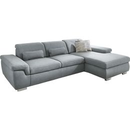 Ecksofa DIE PLANBAR "MP-IN17041 L-Form, Breite 325 cm", grau (steel), B:325cm H:85cm T:195cm, 100% Polyester, Sofas, Ecksofa, mit Sitztiefenverstellung, optional Kopfteilverstellung & Bettfunktion